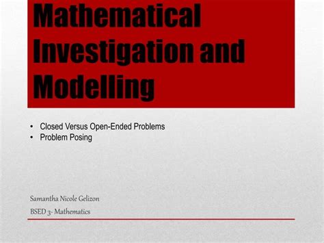 Mathematical Investigation And Modelling Pptx