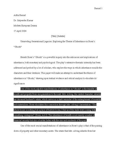 Med Assignment Notes Astha Bansal Dr Satyendra Kumar Modern European Drama 17 April 2024