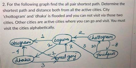 solved 2 for the following graph find the all pair shortest
