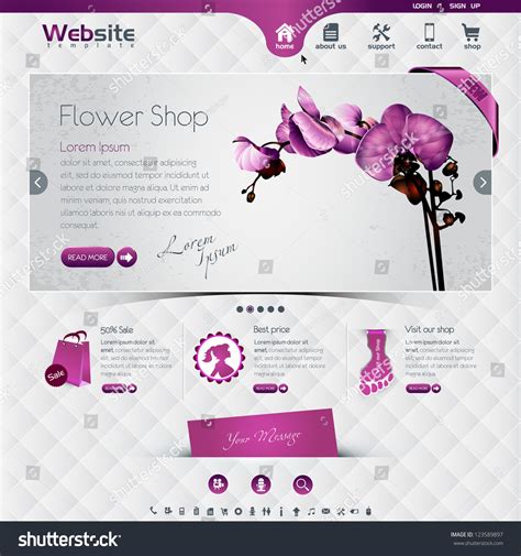Website Template Flower Shop Web Shop Stock Vector Royalty Free Shutterstock