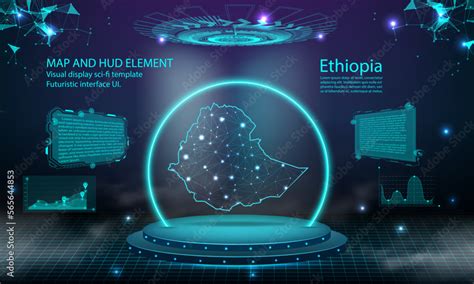 Стоковое векторное изображение «ethiopia Map Light Connecting Effect Background Abstract