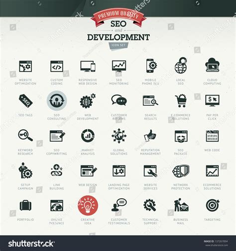Seo Development Icon Set Stock Vector 137267894 Shutterstock