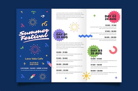 여름을 위한 플랫 Trifold 브로슈어 서식 파일 무료 벡터