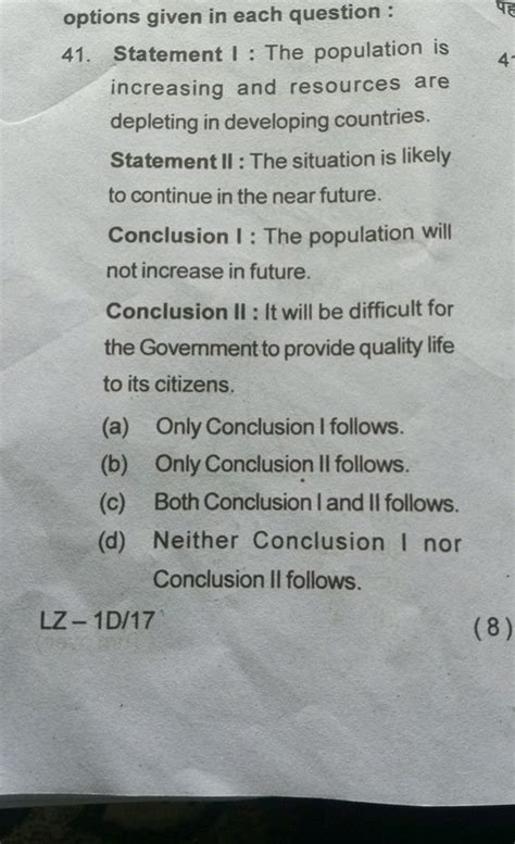 Options Given In Each Question 41 Statement I Studyx Options Given In Each Question 41 Statement I Studyx