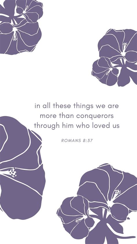 Romans 8 57 Bible Verse Wallpaper With Dark Purple Flower Detailing