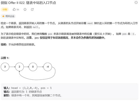 剑指 Offer II 022 链表中环的入口节点142 环形链表 II 141 环形链表 忧愁的chafry 博客园