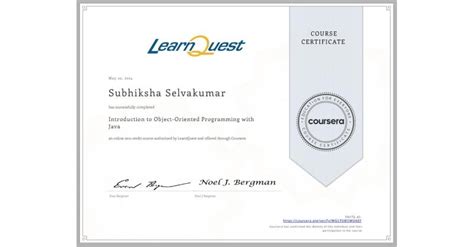 Completion Of Object Oriented Programming In Java Course Subhiksha S