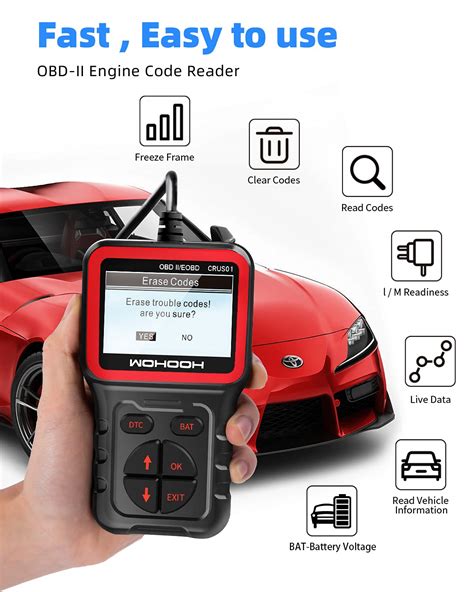 WOHOOH OBD2 Scanner, Car Code Reader Fixed Car Diagnostic Tool, Automotive OBD Check Engine ...