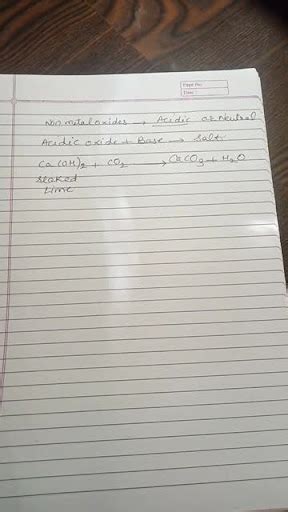 Reaction With Non Metallic Oxides Non Metallic Oxides Are Acidic In Natu