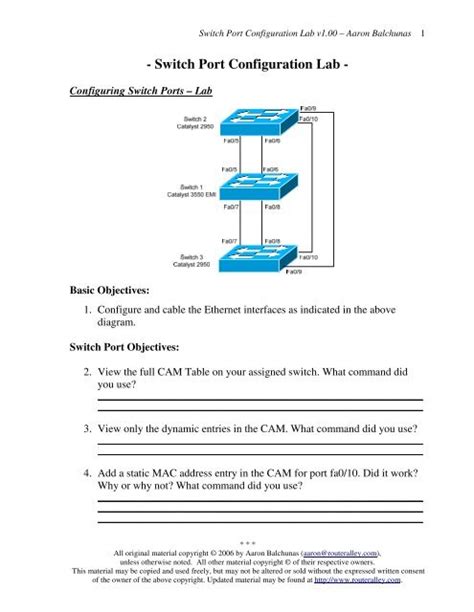 Switch Port Configuration Lab Router Alley