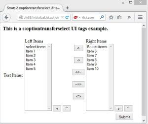 Struts2 Optiontransferselect