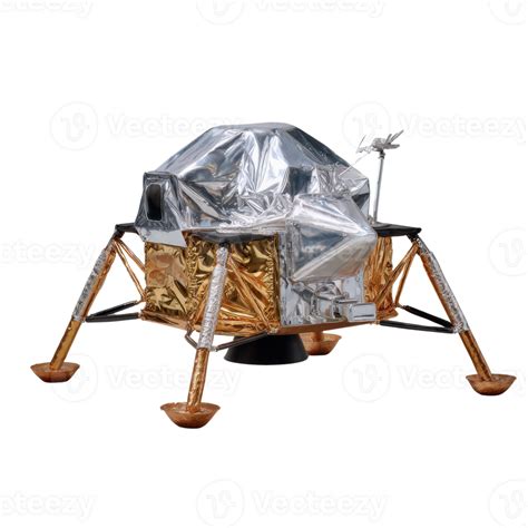 Detailed View Of A Lunar Lander Model With Metallic Finish And