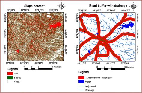 Slope Map And Road Buffer Map Of The Study Area Download Scientific