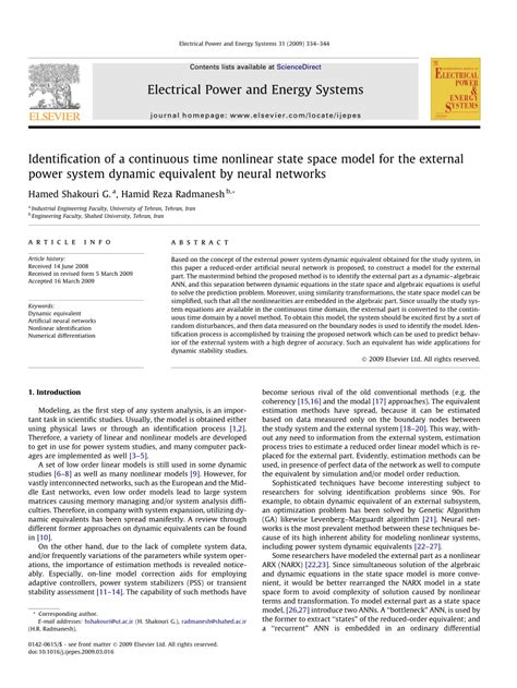 Pdf Identification Of A Continuous Time Nonlinear State Space Model