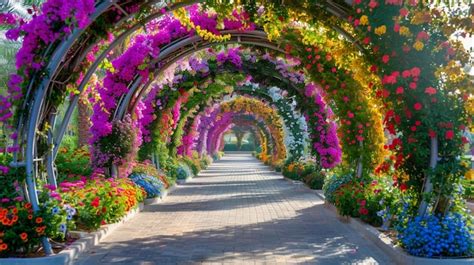 Colorful Floral Arch At Dubai Miracle Garden Premium Ai Generated Image