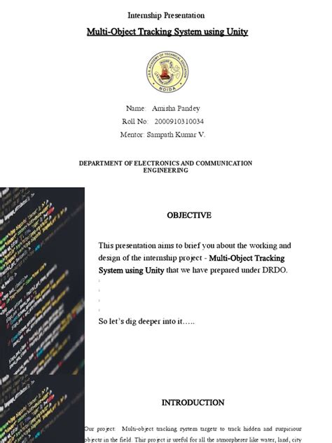Multi Object Tracking System Using Unity Pdf