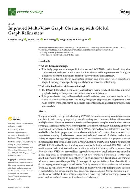 Pdf Improved Multi View Graph Clustering With Global Graph Refinement