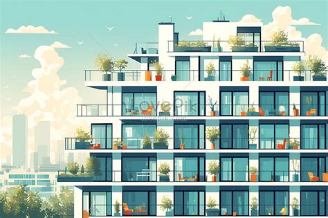 현대 아파트 건물 그림 일러스트 무료 다운로드 Lovepik