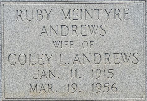 Ruby Mcintyre Andrews 1915 1956 Memorial Find A Grave