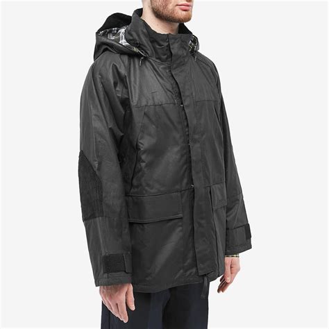 Barbour Mens Heritage Short Field Wax Parka Jacket In Black Barbour