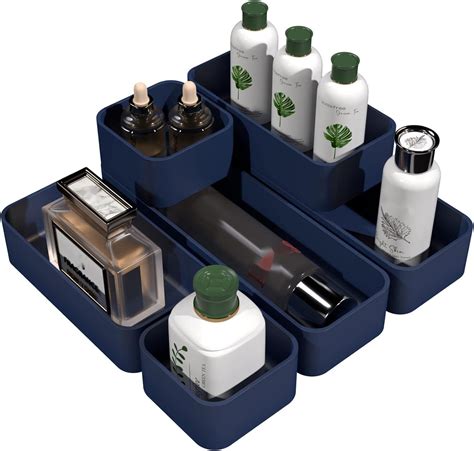 Hokku Designs 6 PCS Stackable Drawer Organizers Set Versatile Desk And Vanity Drawer Organizer