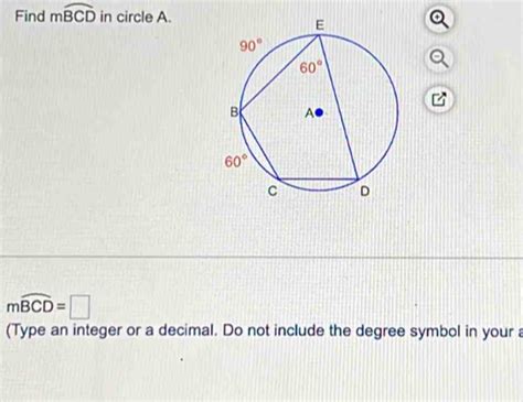 solved find moverline bcd in circle a mwidehat bcd type an integer