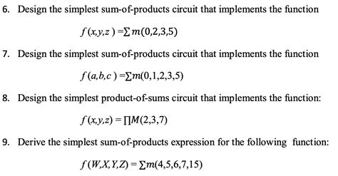 Solved Design The Simplest Sum Of Products Circuit That Chegg