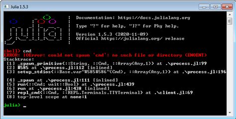 Ioerror Could Not Spawn Cmd No Such File Or Directory General Usage Julia Programming