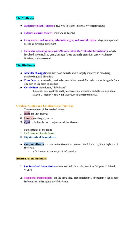 Solution Cognitive Neuroscience Lesson Summary Cognitive Psychology