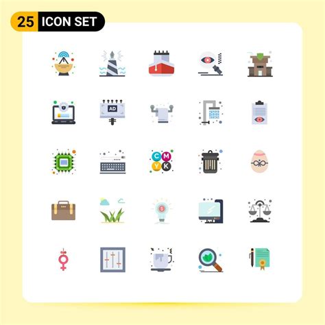 User Interface Pack Of 25 Basic Flat Colors Of Insurance Find Sail View Eye Editable Vector