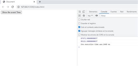 javascript te permite medir el tiempo de ejecución de los eventos