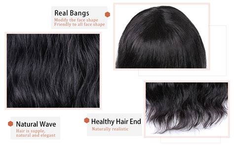 Wignee 100 Virgin Human Hair Natural Wave Wigs With Bangs