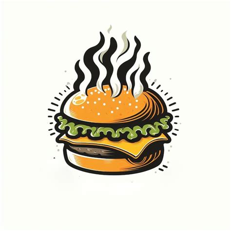 Premium Photo Smokey Tasty Burger Logo In White Background