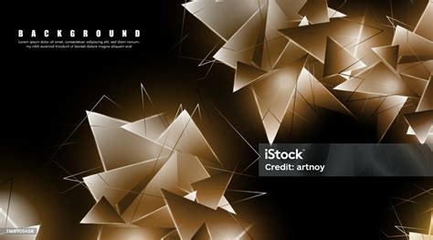 겹치는 빛나는 삼각형이 있는 추상적 배경입니다 격리 된 검은 색 배경 Eps 10의 벡터 그림 3차원 형태에 대한 스톡 벡터 아트 및 기타 이미지 Istock