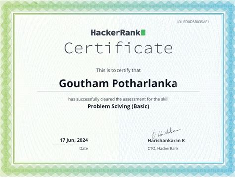 goutham potharlanka on linkedin achievementunlocked hackerrank problemsolving coding