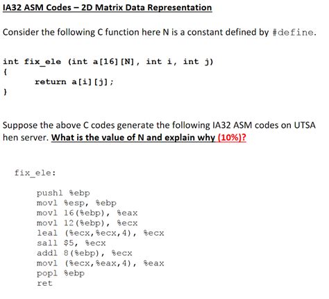 Solved Ia32 Asm Codes 2d Matrix Data Representation