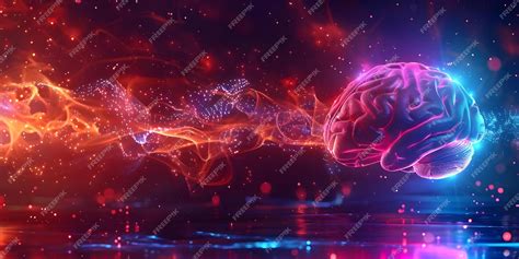 Premium Photo Human Brain And Glowing Processor Symbolize Fusion Of Human And Ai Concept