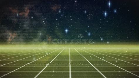 Animation Of Neon Shapes And Stars On Black Background Stock Video