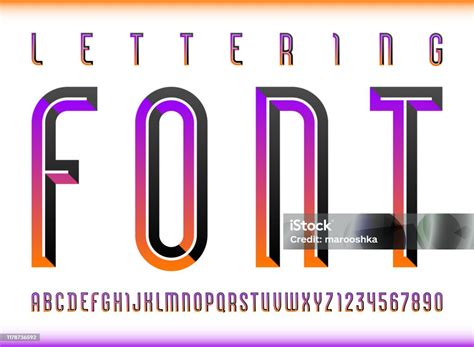 면을 가진 응축 된 트렌디 한 글꼴 그라데이션 색상의 알파벳 대문자 와 숫자를 디자인하십시오 두꺼운에 대한 스톡 벡터 아트 및 기타 이미지 Istock