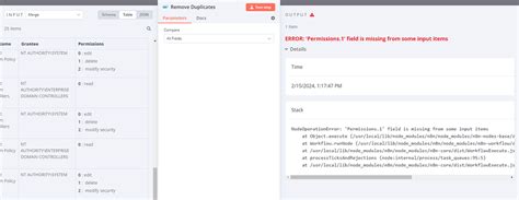 Remove Duplicates Node Error From Arrays Of Different Lengths