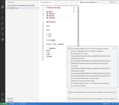 Githubdev Vscode Error Previewing Markdown · Community · Discussion 37398 · Github