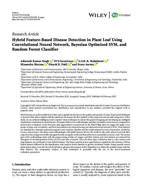 pdf hybrid feature based disease detection in plant leaf using