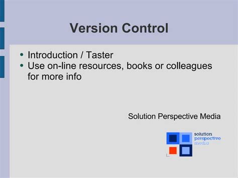 Introduction To Version Control Odp