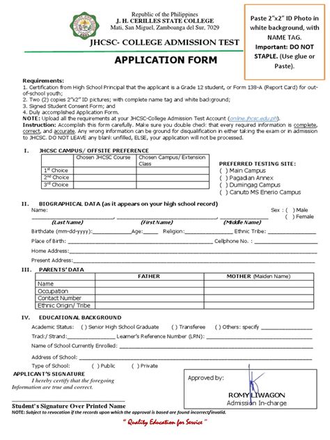 2020 Admission Test Application Form Pdf University And College
