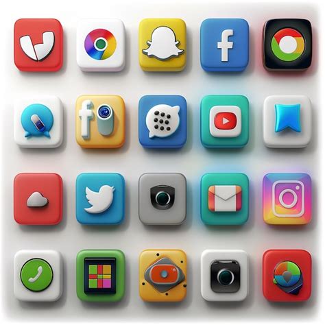App Icons 3d Mobile Apps Icons Beautiful Colorful Real Color White