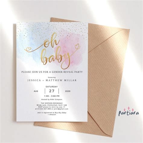 Printable Gender Reveal Party Invitation Etsy