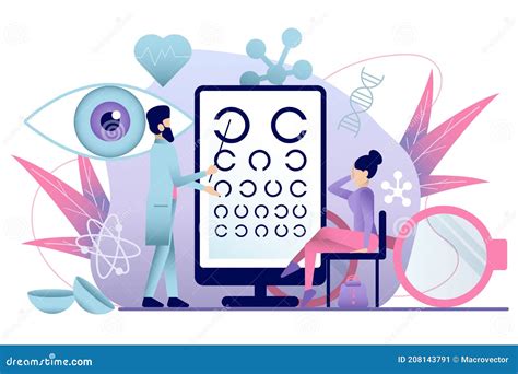 Ophthalmology Test Dioptre Eyesight Flat Vector Icon Illustration