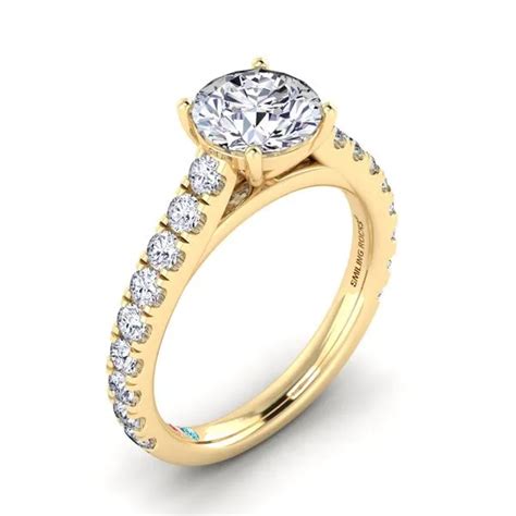 Round Lab Grown Diamond Pave Diamond Engagement Ring Diamonds Direct