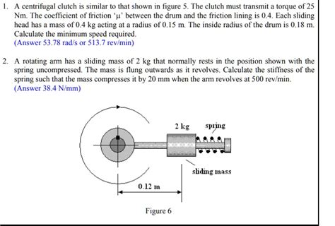 1 A Centrifugal Clutch Is Similar To That Shown In Figure 5 The