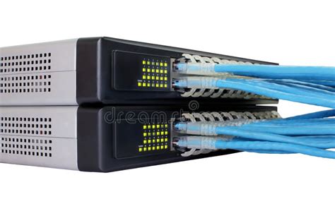 RJ Ethernet Cable Connected To Switch Stock Photo Image
